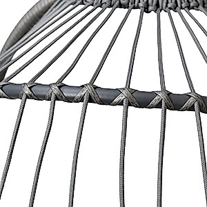 Flash Furniture SDA-AD608001-GY-GG Cleo Patio Hanging Egg Chair, Wicker Hammock with Soft Seat Cushions & Swing Stand, Indoor/Outdoor Cushions, Gray