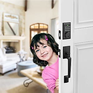 NeuType Keypad Deadbolt Electronic Keyless Entry Door Lock with Handle, Matte Black, 50 User Codes, Auto Lock, 1-Touch Locking, Easy Installation