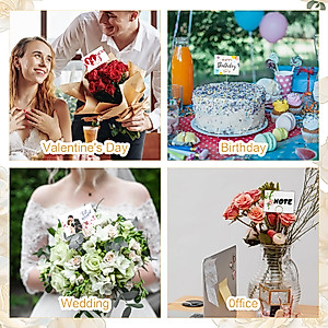 Andibro Metal Floral Place Card Holder, 40 Pcs 11.8 Inch Golden Round Heart Shape Flower Picks Clips Picture Holders Photo Clip for Flower Arrangement Bouquet Wedding Decor