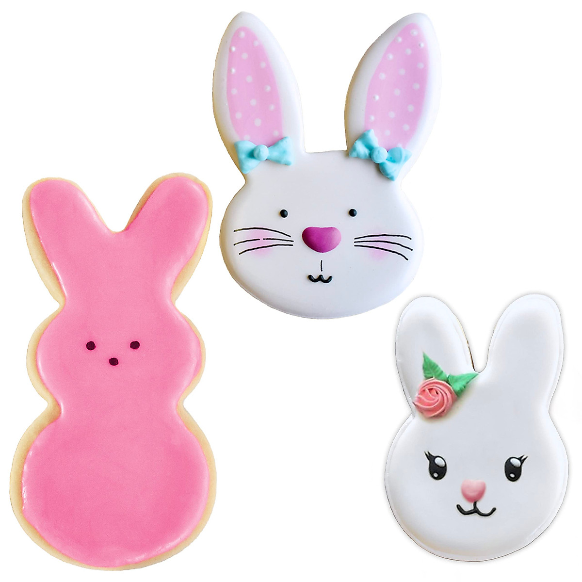 Easter Bunny Cookie Cutters 3-Pc. Set Made in USA by Ann Clark, Easter Bunny Head, Rabbit, Baby Bunny Head