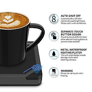 USB Coffee Mug Warmer:Electric Coffee Cup Warmer for Desk with Auto Shut Off-Coffee Accessories for Home Office Desk Black
