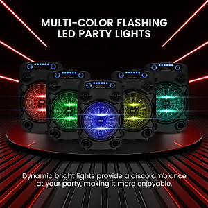 Pyle Portable Bluetooth PA Speaker System - 800W 12” Outdoor Bluetooth Speaker Portable PA System - Party Lights, USB SD Card Reader, FM Radio, Rolling Wheels - Wired microphone, Remote - PPHP127B