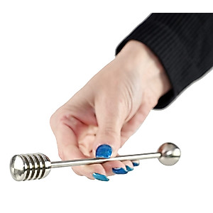 HOME-X Stainless-Steel Honey Dipper Wand for Honey Jars, Stainless-Steel Stirrer for Serving Honey and Syrup, Candy and Chocolate Drizzler Tool, 6 ¼” L x ¾” D, Stainless Steel