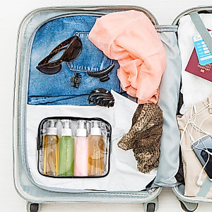 Travel Bottles Plastic Pump Bottle Dispenser Tsa Approved 3.4oz/100ml 4 Pack Travel Refillable Shampoo and Conditioner Bottles Empty Travel Size Bottles for Cosmetic, Lotion, Liquid Soap (Clear)