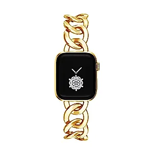 Kolgios 38/40/41mm Gold Cool Women Chain Metal Smartwatch Bands Compatible for Apple Watch Bands Series 8/7/6/SE/5/4 Adjustment Replacement Bracelet for Iwatch 8/7 Gift for Her