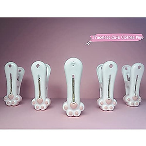 Plastic Clothespins Laundry Clothes Pins-24 Pack, Traceless Clothes Pegs, Bag Clips, Food Package Clip, with Cute Cat Claw Pattern