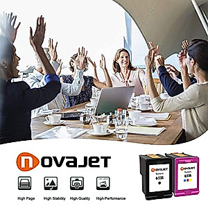 Novajet Remanufactured Ink Cartridge for HP 63XL 63 XL Compatible with Envy 4520 4512 4516 Officeje 3830 3833 4655 Deskjet 1112 2130 3630 3633 3634 High Yield (1 Black 1 Tri-Color)