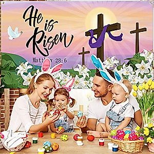 Easter Jesus Backdrop Easter Jesus He is Risen Background Banner Easter Resurrection Background for Easter Day Celebration Party Decor Banner Photo Easter Background Photo Props for Home Outdoor
