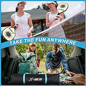 X-ACE Pickleball Net Set with Wheels for Home22FT Regulation Size Portable Pickleball Net for Driveway,Steady Matte Steel Frame (Net with Wheels)