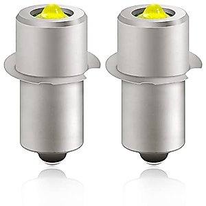 BAULBOUGH LED Flashlight Replacement Bulb, 4V-24V and 3W 247LM and PR2 P13.5S Maglight Led Conversion Kit, 6000K Bright White Super Bright Long Lasting, Ryobi Milwaukee Craftsman Lamp 2 Pack