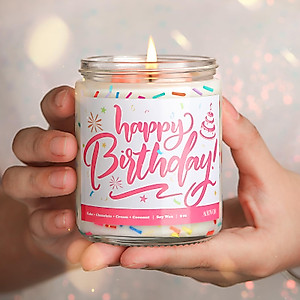 AOOVOO Birthday Candle, 9oz Pure Soy Wax, Vanilla/Cream/Cake Scent, Handmade, Long Burning, for Women, Men, Friend