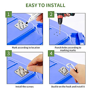 Jaeskeclip 4sets Trash Can Lock Kit, Garbage Can Lock, Trash Safe, with Rubber Coated Braided Wire Rope, Stainless Steel Hasp, Mounting Hardware, Self-Tapping Screws, for Garden, Park, Outdoor