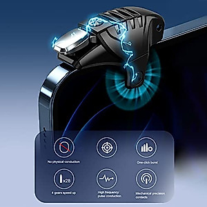 Cell Phone Cooler Mobile Game Controller PUBG Game Controller Trigger Grip Cellphone Radiators, 2Gear Positions Fan and 4 Button Pulse Gears for 6.5 to 9.5mm Thickness Mobile Phone