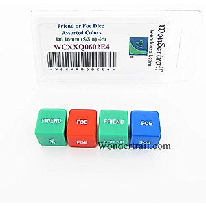 Wondertrail Friend or Foe Assorted Colors 16mm (5/8in) D6 Dice Pack of 4