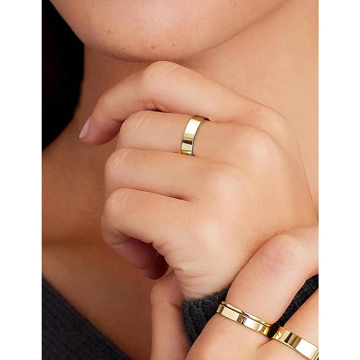 NOKMIT 1mm 3mm 5mm 14K Gold Filled Rings Set for Women Dainty Cute Stacking Stackable Thumb Pinky Bands Non Tarnish Comfort Fit Size 5 to 10 (7)