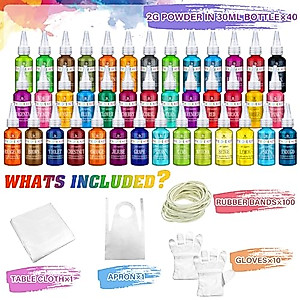 Tie Dye Kit - 40 Colors Fabric Tie Dye Kits for DIY Textile Paint Art - All-in-1 Tie-Dye Color Powder Set for Shirt, Hoodie, Fabric Clothes Painting, Party Supplies, Adults and Kids Handmade Crafts