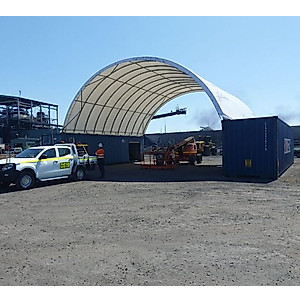 Mytee Products 40'(L) x 20'(W) Shipping Container Canopy Shelter - 21 Oz 610 GSM PVC White Cover Storage Container Roof with No End Walls - Durable & Weather-Resistant