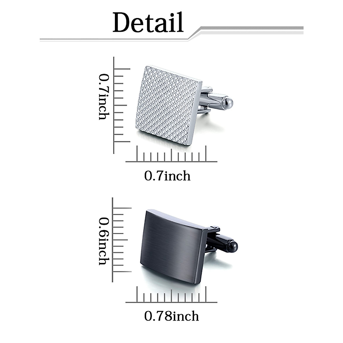 Ofeiyaa 6 Pairs Cufflinks Classic Striped Square Rectangle Cufflinks Set for Men