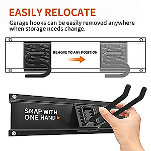 Garage Tool Organizer Wall Mount 11 PCS, Yard Garden Tool Organizer, Adjustable Garage Organizers with 8 Heavy Duty Hooks, Max Load 500lbs Garage Storage for Garden Tools, Shovels, Trimmers, Hoses