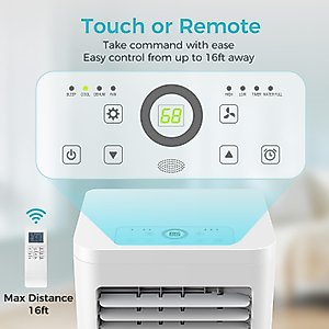 COWSAR 8,000 BTU Portable Air Conditioners with Remote, Portable AC Unit Cools Up to 350 Sq.Ft, Built-in Cool, Dehumidifier, Fan, Sleep Modes, Room Air Conditioners with LED Display/Swivel Wheels