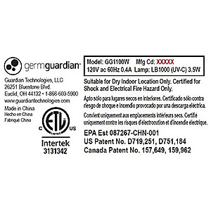 germguardian Germ Guardian Technologies Pluggable UV-C Sanitizer, Deodorizer, Kills Germs, Freshens Air and Reduces Odors from Pets, Smoke, Mold, Cooking and Laundry (2, Crystal White) (GG1100W2PK)