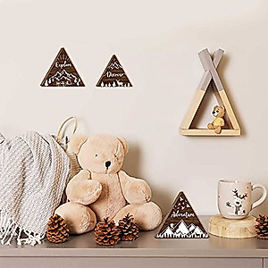 3 Pcs Wooden Mountain Decor Woodland Adventure Decor for Boy Travel Adventure Mountain Table Decor Centerpiece for Home Bedroom Bathroom Shelf Wall Rustic Farmhouse Decoration (Brown)