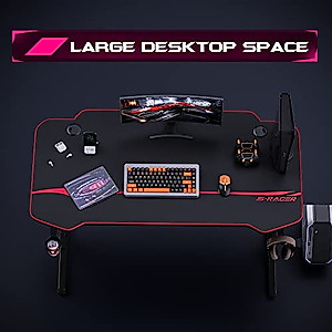 Homall Gaming Desk Computer Desk Racing Style Office Table Gamer Pc Workstation T Shaped Gamer Game Station with Free Mouse Pad, Cup Holder and Headphone Hook (44 Inch, Black)