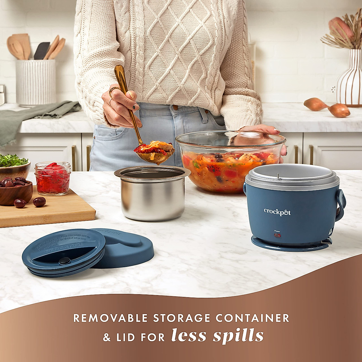 Crock-Pot Electric Lunch Box, 20-Ounce Portable Food Warmer, Black Licorice, Perfect for Travel, On-the-Go & Office Use | Stylish, Spill-Free & Dishwasher-Safe | Ideal Men & Women's Gifts