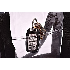 Handy Laundry Clear Tote Bag - Zipper Closure, Long Shoulder Strap, Fabric Trimming. (Black)