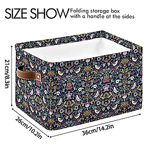 AHOMY Storage Basket William Morris Vintage Birds Flowers Cube Storage Bins Organizer Bag with Handles 1-Pack