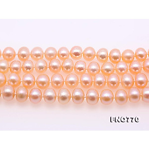 Womens Long Strand Pink Pearl Necklace AA+ 8-9mm Freshwater Cultured Pearl Necklace Sweater Chain 32"