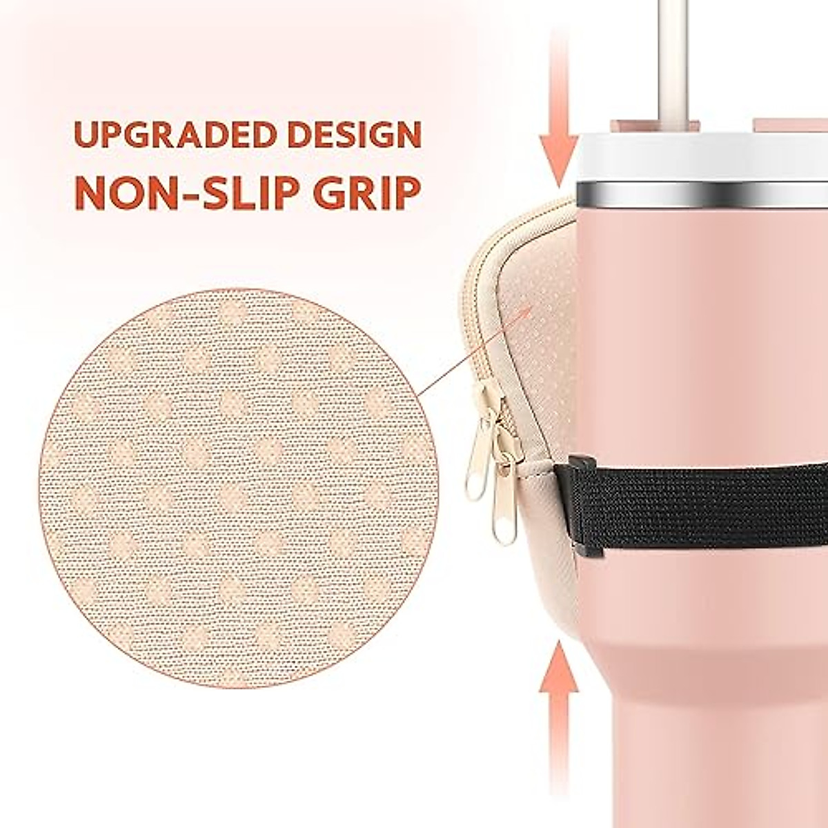 Akisola Water Bottle Pouch For Stanley Quencher Adventure 40oz & Stanley IceFlow 20oz 30oz, Gym Accessories For Women, Running Water Bottle Handheld Caddy Compatible With Tumbler (Pearlescent)