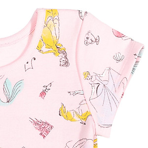 Disney Princess Belle Cinderella Ariel Toddler Girls French Terry Skater Dress Mulan Pink 4T