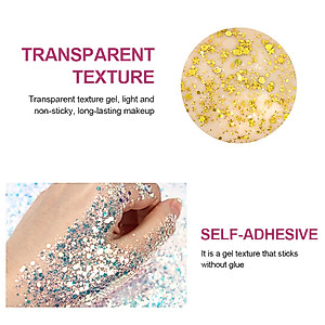 Face Glitter Gel,Body Glitter Gel,Chunky Glitter for Face Body Hair Nails Eyeshadow Holographic Cosmetic,Festival Glitter Makeup,50ml (#06 White + #02 Gold)