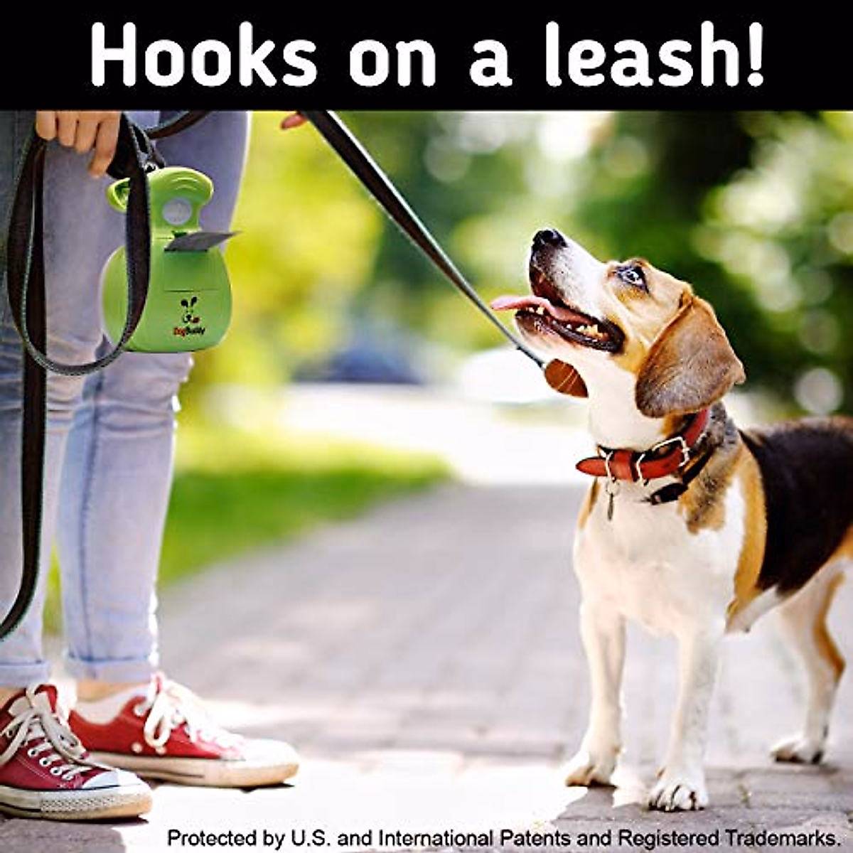 DogBuddy Portable Dog Poop Scooper, Sanitary Waste Pick Up, Heavy Duty Cleaner with Dispenser, Leash Clip and Pooper Scooper Bags Included (Medium, Kiwi)