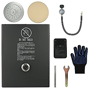 Denninal 14" Gas Outdoor Pizza Oven with Auto-rotation - Propane Portable Pizza Maker W/Pizza Stone for Authentic Stone Baked Pizzas, Auto Flameout,Thermometer