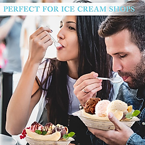 32 Pcs 8 Oz Disposable Banana Split Boats with Spoons, Clear Plastic Ice Cream Sundae Bowls Banana Split Ice Cream Dishes Dessert Bowls Splits Bowl Tray for Kids Birthday Party Graduation