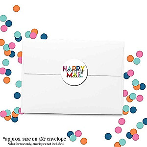 Rainbow & Cursive Lettering Happy Mail Thank You Customer Appreciation Sticker Labels for Small Businesses, 60 1.5" Circle Stickers by AmandaCreation, for Envelopes, Postcards, Direct Mail, More!