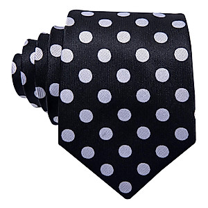 Barry.Wang Men's Fashion Polka Dot Woven Tie Set Black