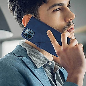 12 Pro Max Case,Compatible for iPhone 12 Pro Max Wallet Case,[Kickstand][Wrist Strap][Card Holder Slots] TPU Interior Protective PU Leather Folio Flip Cover for iPhone 12 Pro Max Case 2022 (Blue)
