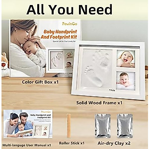 PewinGo Baby Footprint Kit,Baby Clay Hand and Footprint Kit,Newborn Baby Handprint Kit,Baby Keepsake Frames for First Mothers Day Gifts,Personalized Baby Shower Gifts for New Mom,New Parents