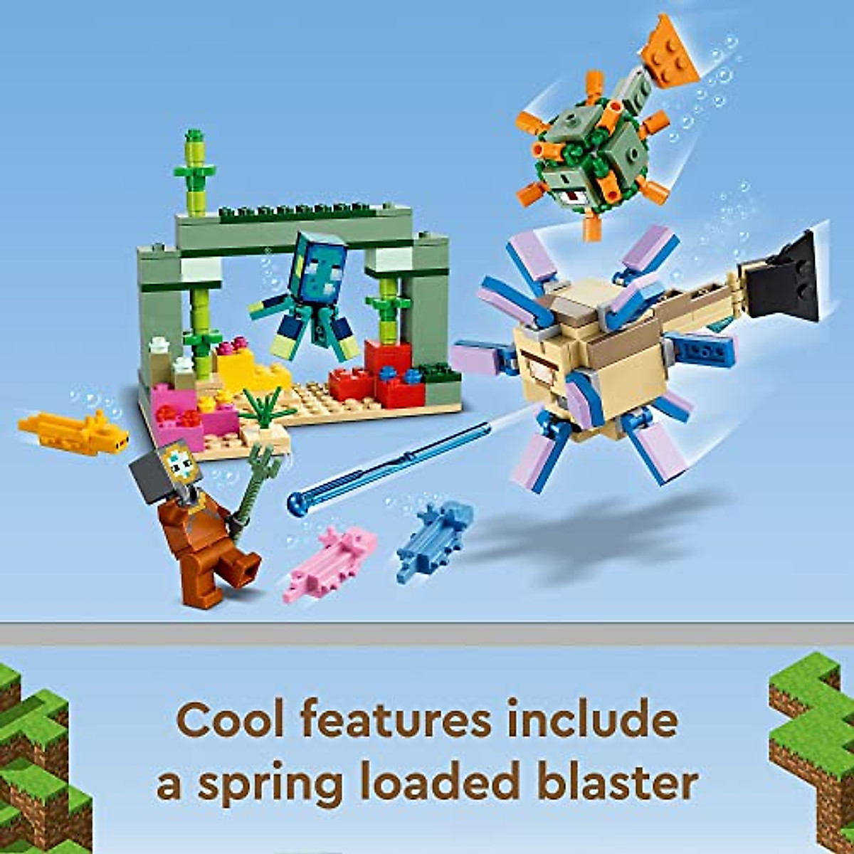 LEGO Minecraft The Guardian Battle Set, 21180 Coral Fish Toy, Gifts for Kids, Boys and Girls Age 8 Plus with Mobs Figures