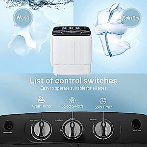 MamaHome DF-X3608-Black Mini Washing Machine, XPB36-1208-Black, Black