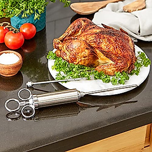 RSVP International Endurance Kitchen Tool Collection Marinade Injector with Interchangeable Needle Tips, 7x3, 2 oz Capacity, Stainless Steel