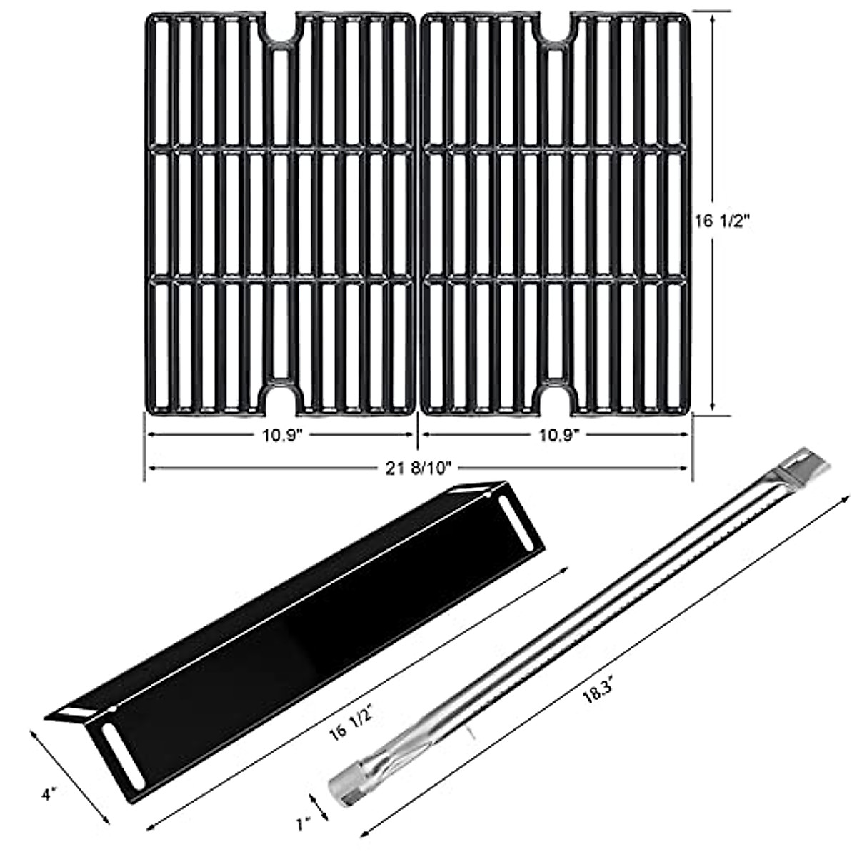 Hisencn Grill Replacement for Smoke Hollow PS9900, PS9500, 6800, Smoke Hollow Grill Parts for 16.5" Porcelain Steel Heat Plate Shield, Stainless Steel Pipe Burners, Cast Iron Cooking Grate