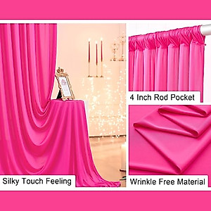 10 ft x 10 ft Wrinkle Free Hot Pink Backdrop Curtain Panels, Polyester Photography Backdrop Drapes, Wedding Party Home Decoration Supplies