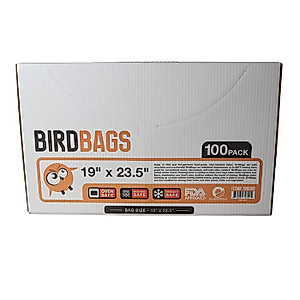 BirdBags Turkey Bags, 19” x 23.5” 100 Pack, Clear Plastic, Food Storage, Freezer, Oven, Groceries Bread