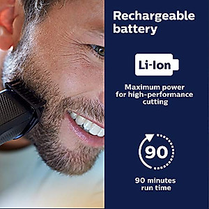 Philips Norelco Beard Trimmer and Hair Clipper, Cordless Grooming, Rechargeable, Adjustable Length, Beard Trimmer and Hair Clipper, No Blade Oil Needed, BT3210/41