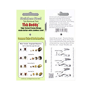 Tick Buddy (1-Pack) Stainless Steel Tick Removal Tool for Dogs Cats Pets and People