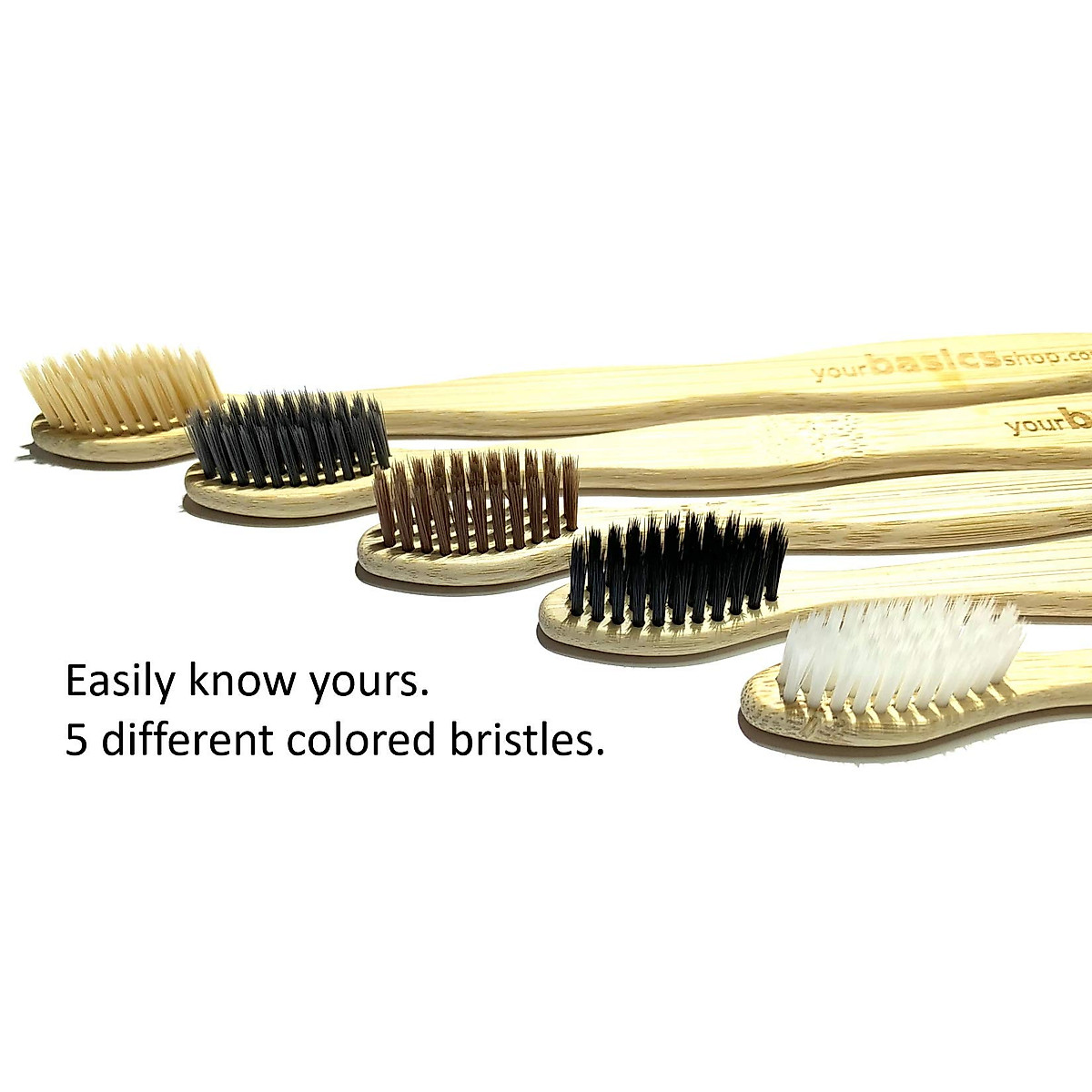 Bamboo Toothbrushes (5-pack) - Family Pack of 4 +1 Toothbrushes - Adult and Kids Toothbrush sized - Bamboo Toothbrush Soft Bristle - Natural Toothbrush - Wood Toothbrush - Better for the planet.